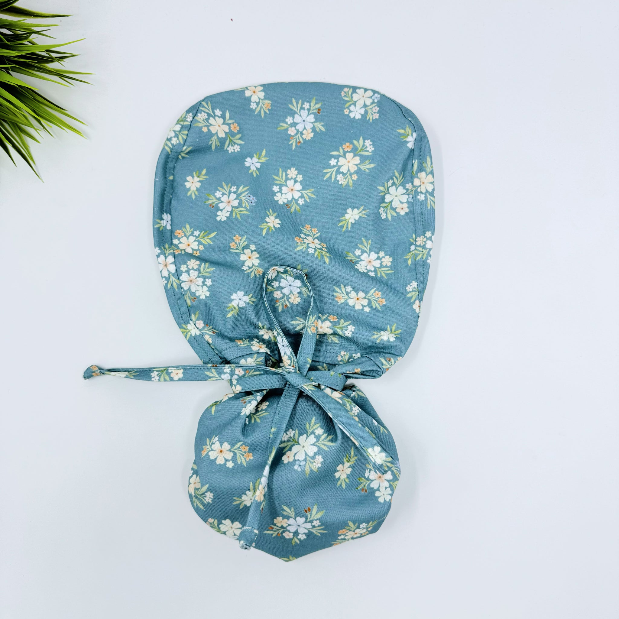 Sage Posies Ponytail scrub cap for women with satin lined option by ...