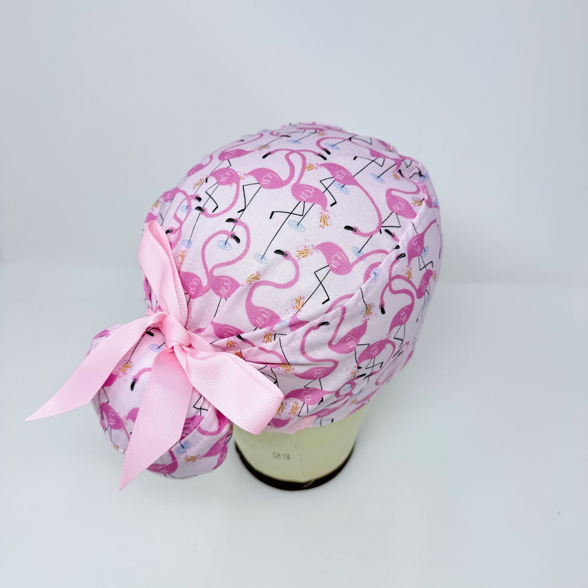 Flamingo Euro scrub cap with ties for Women by Paradise Caps.