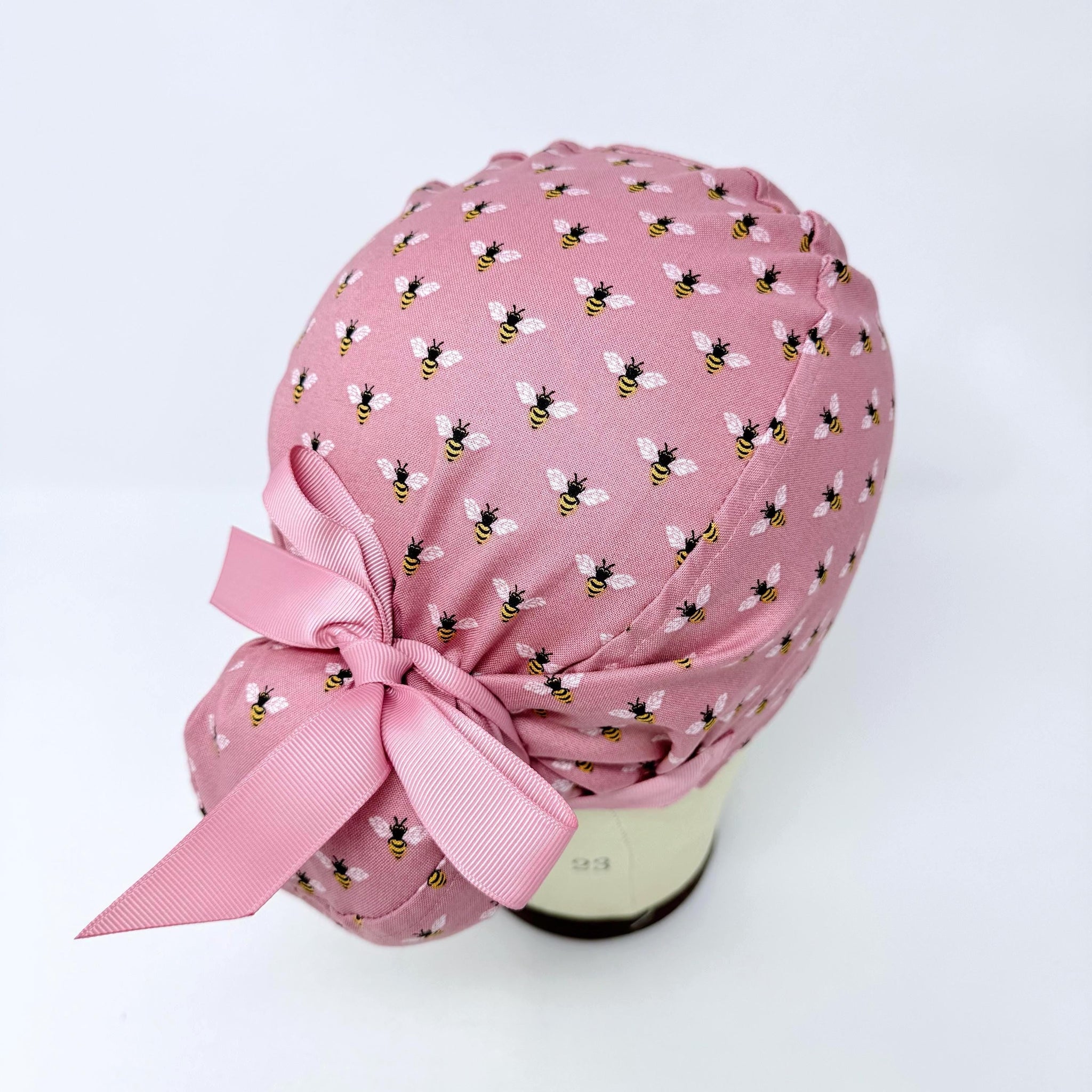 Bee Euro scrub cap with ties for Women, Pink European Surgical cap with ...