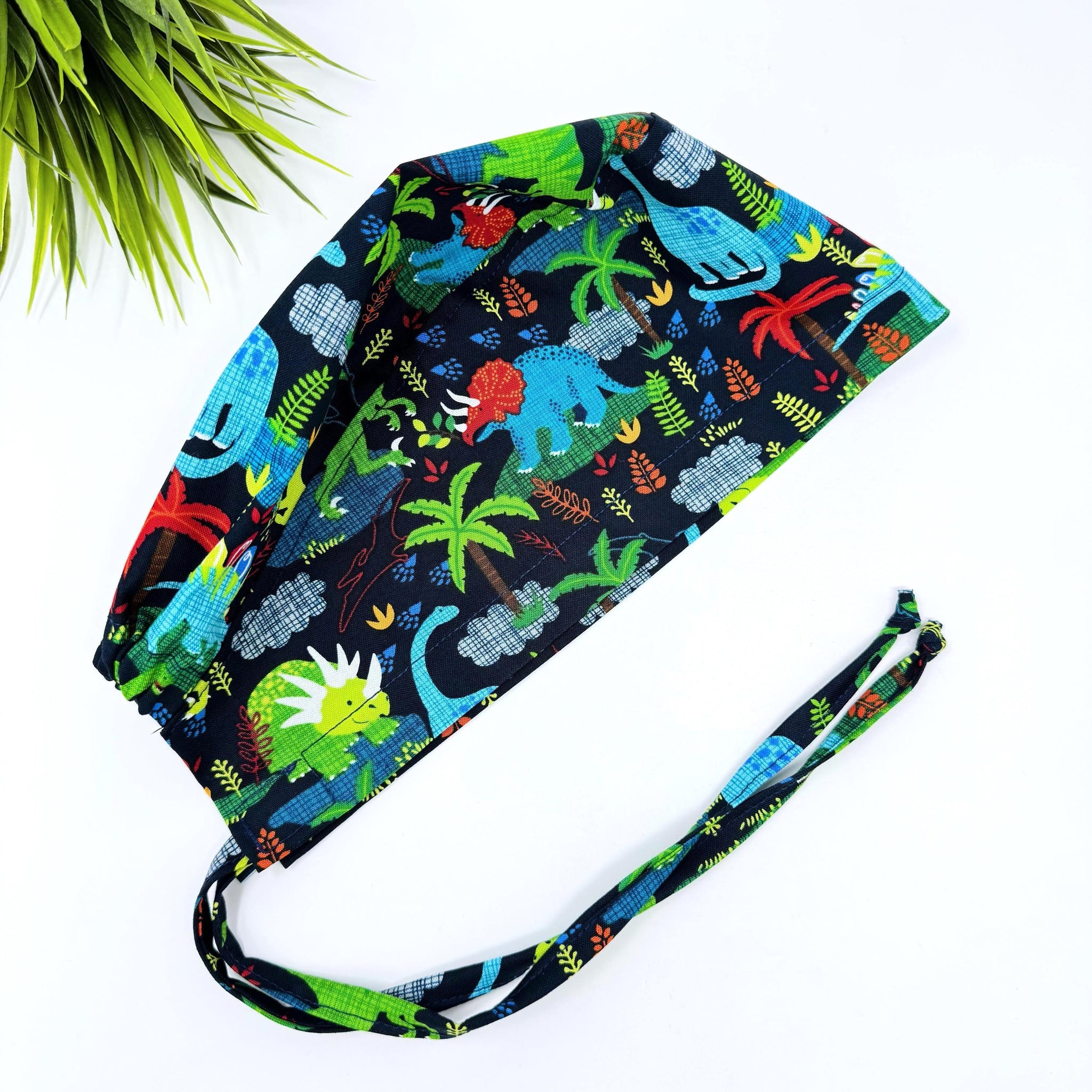 Dinosaur Men's surgical cap. Dino skull tie-back style scrub cap with ...